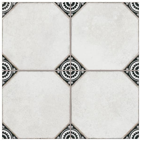 Merola Tile Englishtown Black 13 in. x 13 in. Porcelain Floor and Wall ...