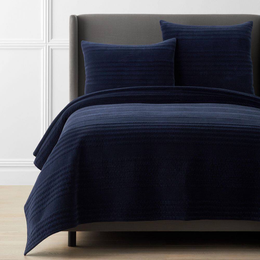 The Company Store Legends Luxury Line Stitch Velvet Navy Full/Queen ...