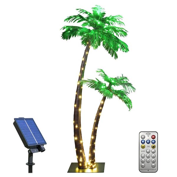 Lightshare 4FT&6FT Lighted Artificial Palm Tree with Green Leaves and ...