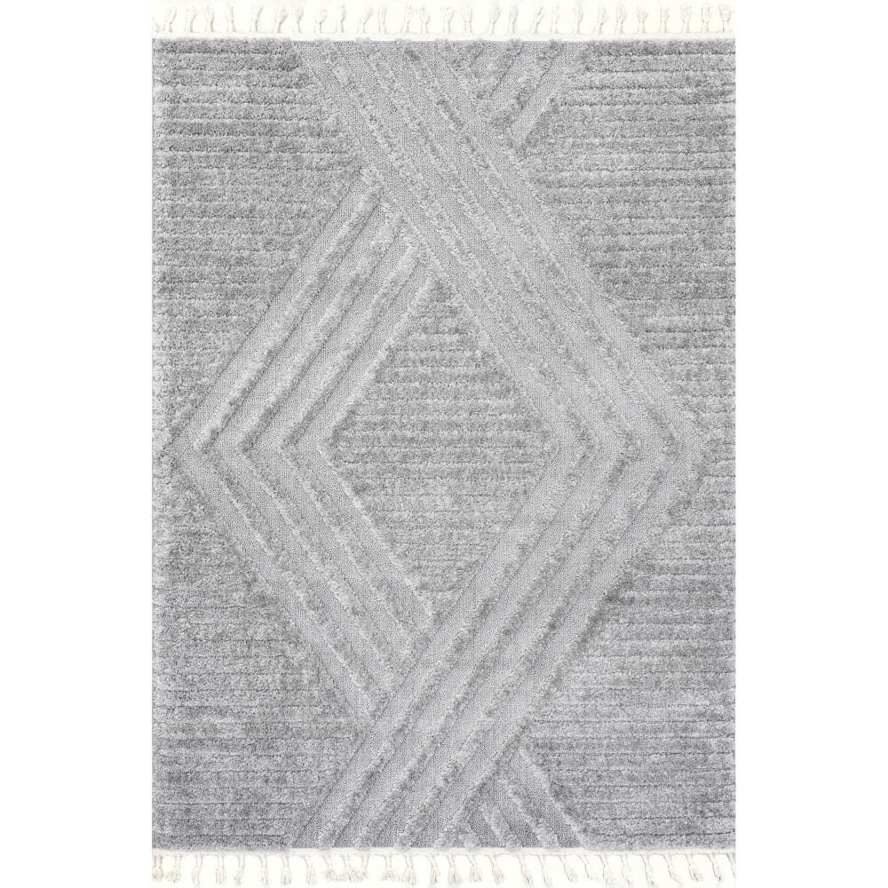 nuLOOM Risette Light Gray 5 ft. x 8 ft. Solid Shag Area Rug OZDN19B-508 ...