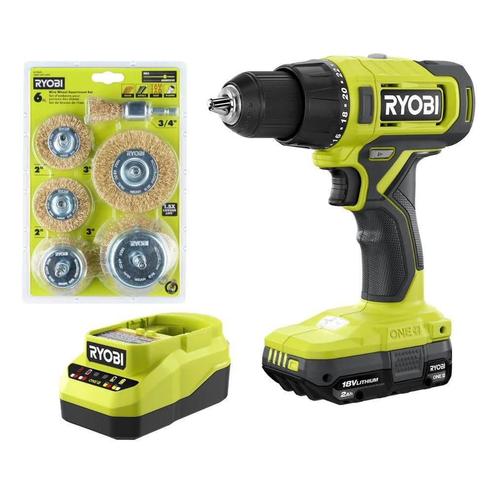 RYOBI ONE+ 18V Cordless 1/2 in. Drill/Driver Kit with 1.5 Ah Battery ...