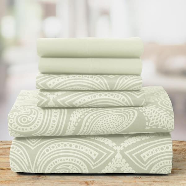 LDC LUX DECOR COLLECTION Lux Decor 6-Piece Microfiber Sheet Set Paisley ...