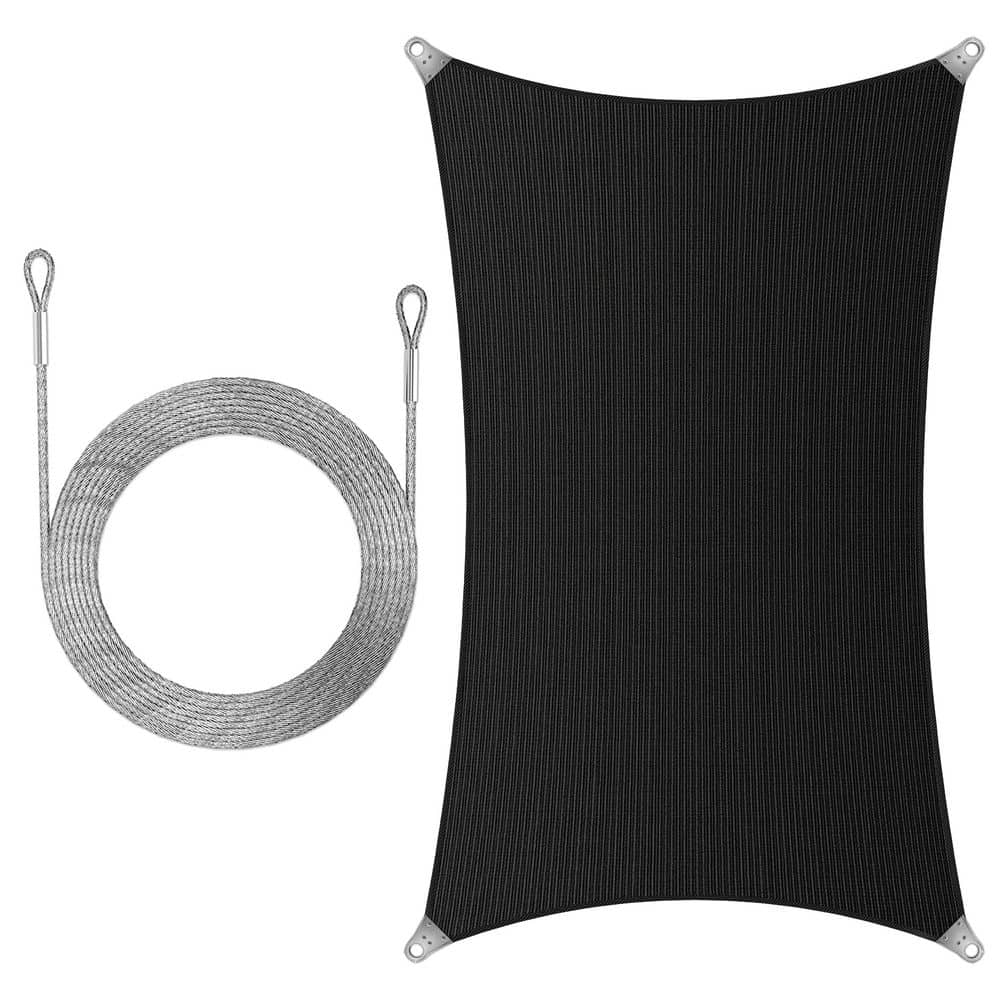 AMGO Super Ring 20 ft. x 24 ft. Sun Shade Sail with Cable-Black AC ...
