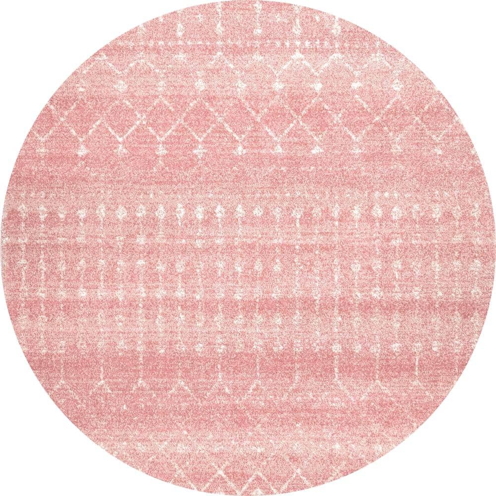 nuLOOM Blythe Modern Moroccan Trellis 6 ft. Pink Round Rug RZBD16H-R606 ...