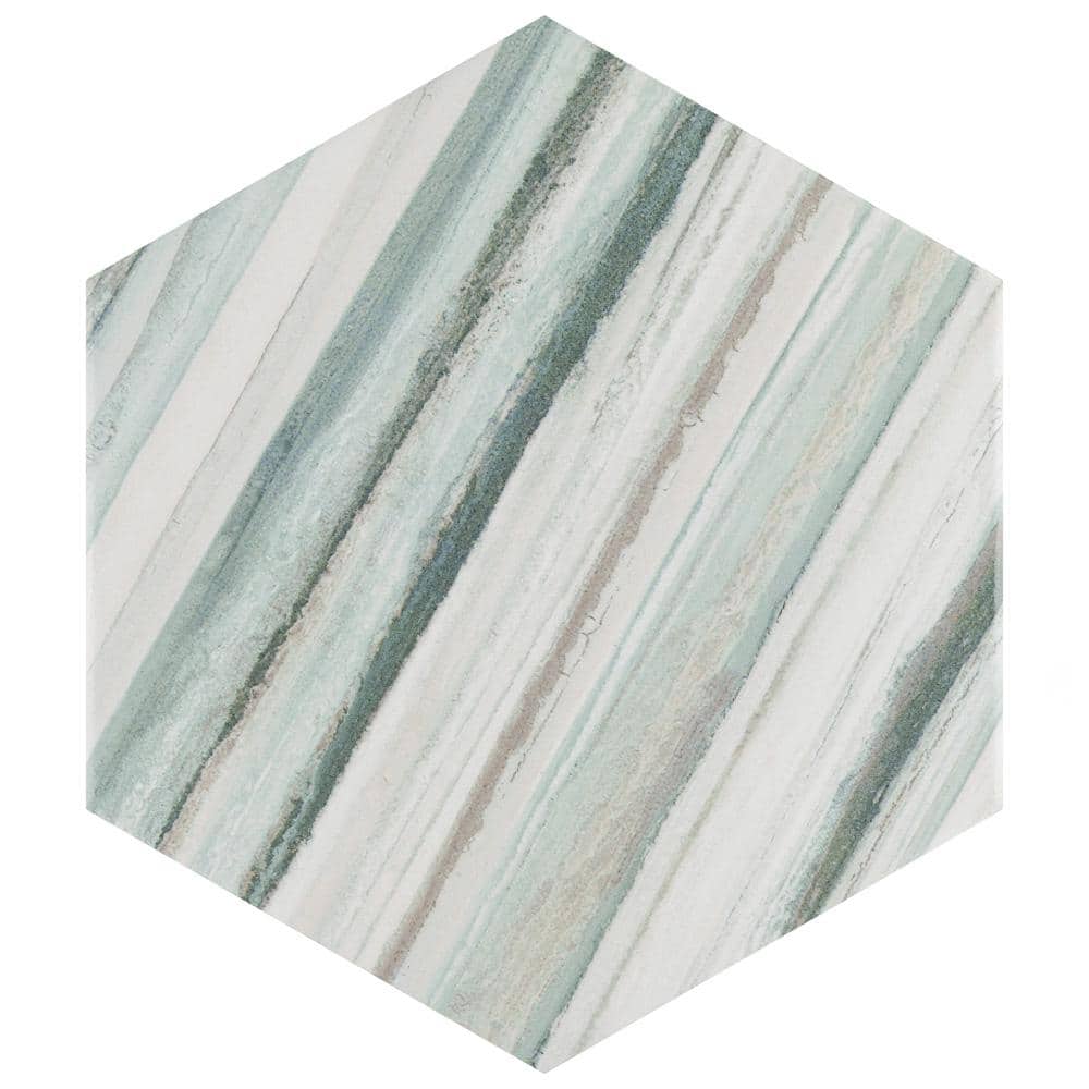 Merola Tile Flow Hex Green 8-1/2 in. x 9-3/4 in. Porcelain Floor and ...