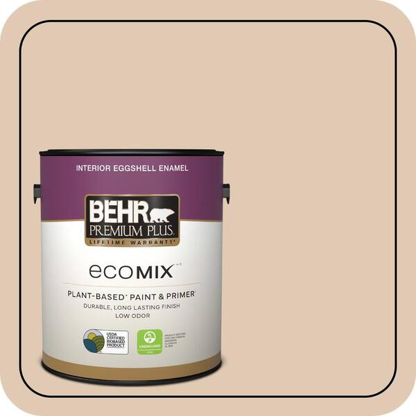 BEHR PREMIUM PLUS 1 gal. #290E-2 Oat Cake Eggshell Enamel EcoMix Plant ...