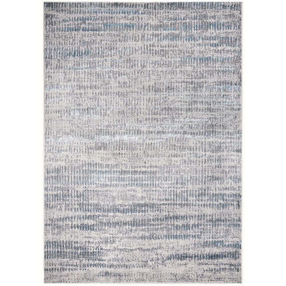 HomeRoots 8 ft. x 10 ft. Ivory, Gray, Blue Abstract Area Rug 2000566611 ...