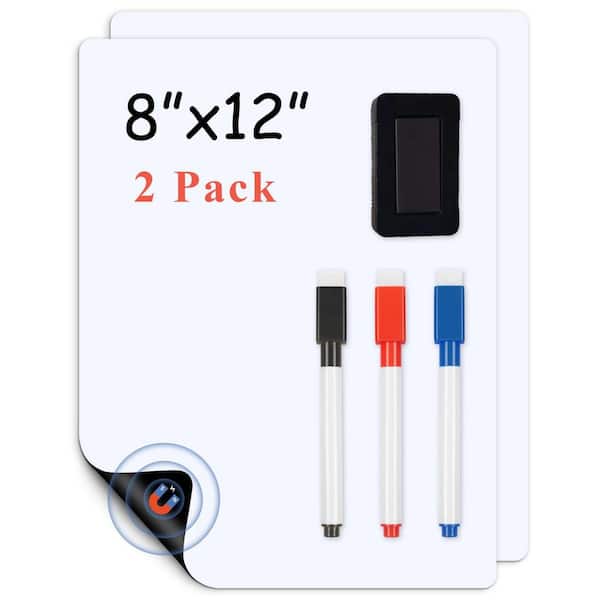 2-Pack Magnetic Whiteboard Sheets, 8" x 12" Dry Erase Board for Kitchen ...