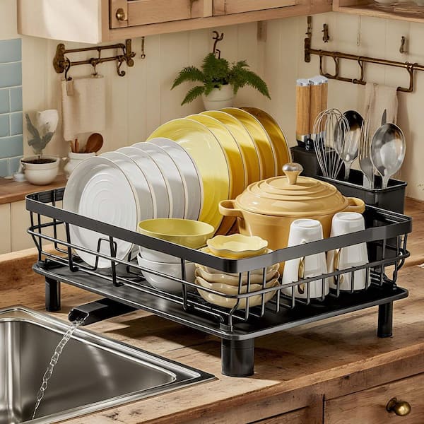 Wudkey 13 in. D x 17 in. W x 6 in. H Stainless Steel Dish Racks with ...