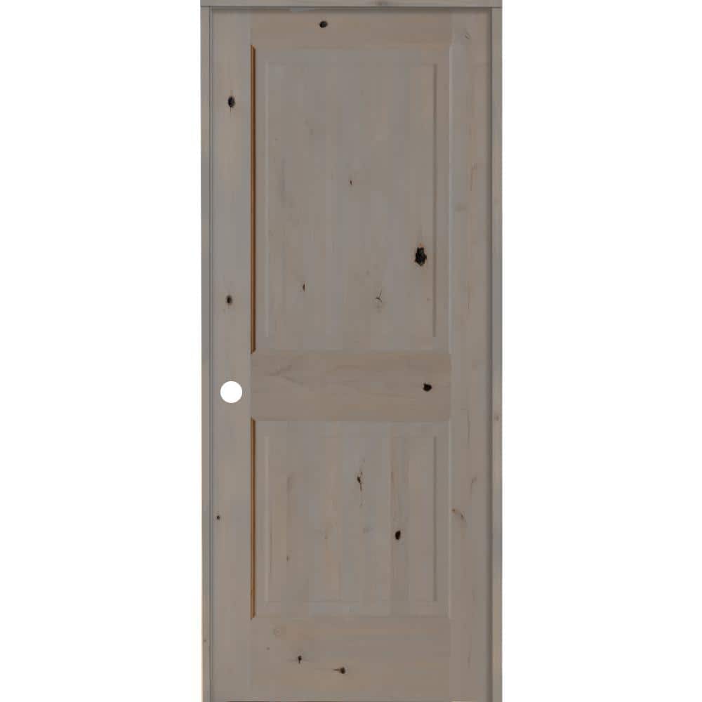 Krosswood Doors 36 in. x 80 in. Rustic Knotty Alder Wood 2 Panel Square ...
