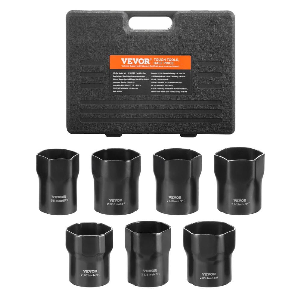 SKYSHALO Wheel Bearing Locknut Socket Set, 1/2 in. Drive 7-Piece SAE ...
