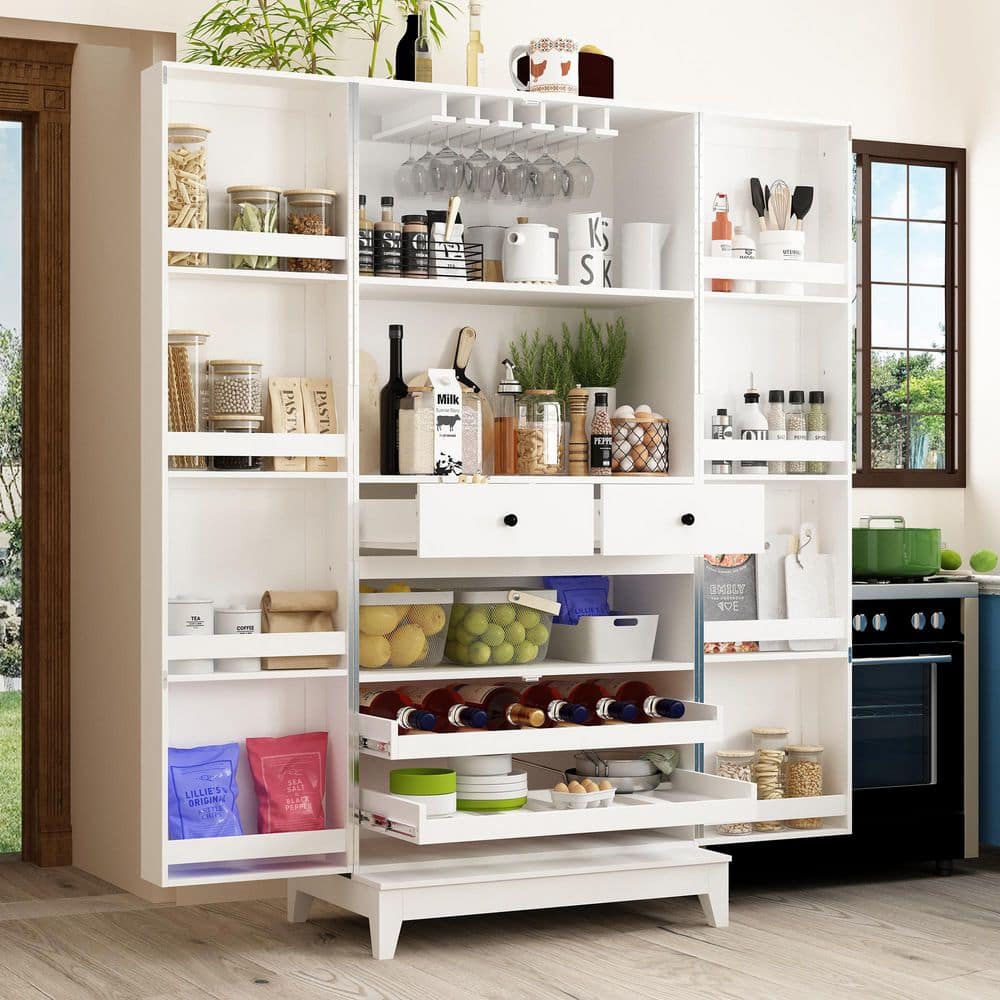 FUFU&GAGA White 68.9 in. Accent Storage Cabinet with 13-Shelves and ...