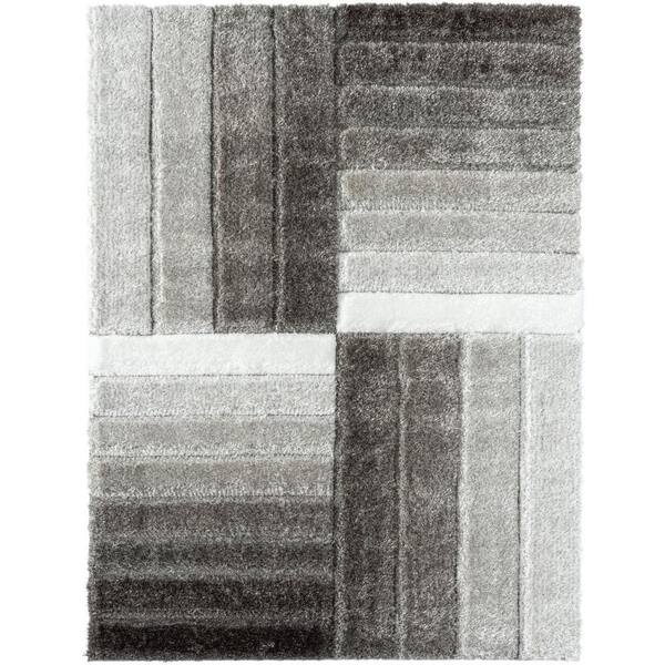 LUXE WEAVERS Lantanas Collection Gray 5 ft. x 7 ft. Shag Geometric ...