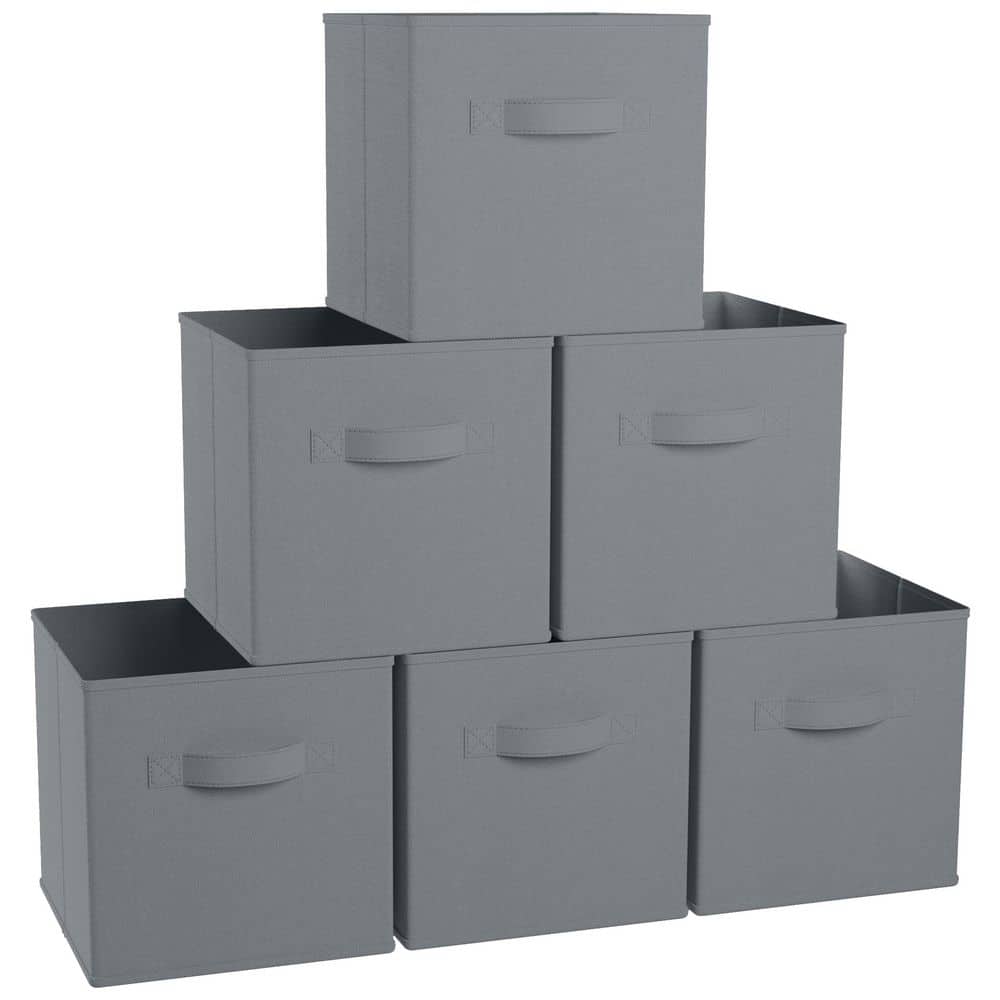 Ornavo Home 11 x 11 x 11, Gray Cube Storage Bin 6 Pack 6PK-BIN-11-11 ...