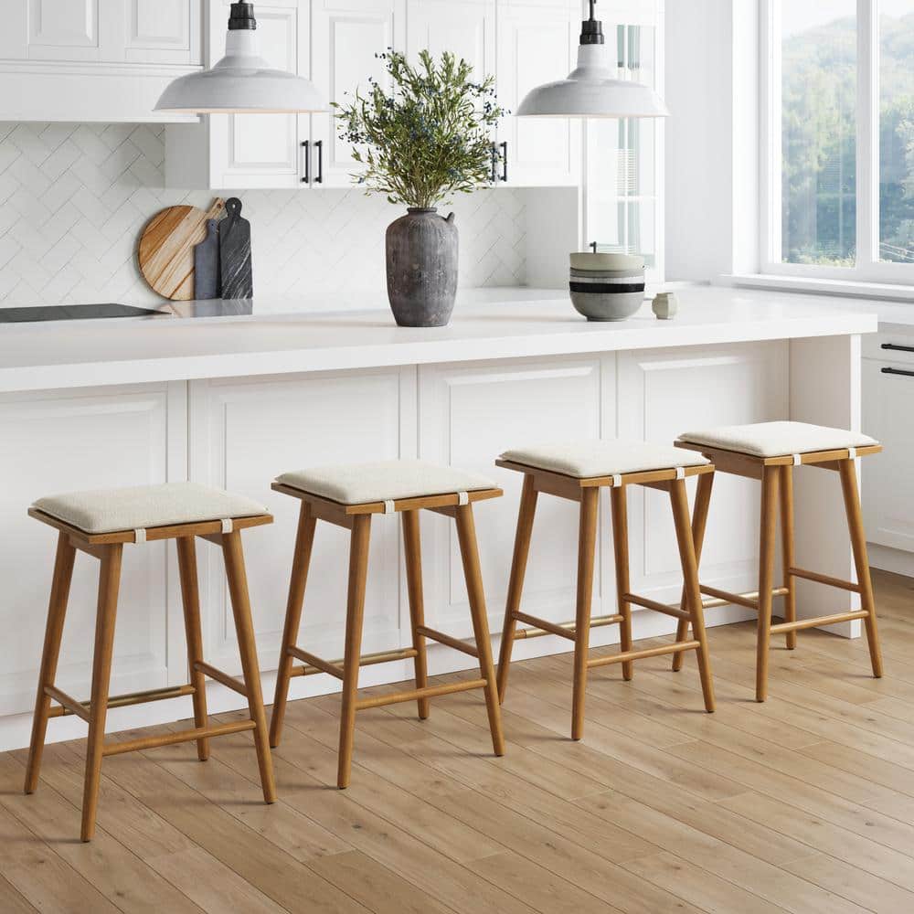 Nathan James Barker 25 in. Counter Height Wood Bar Stool w/ Upholstered ...