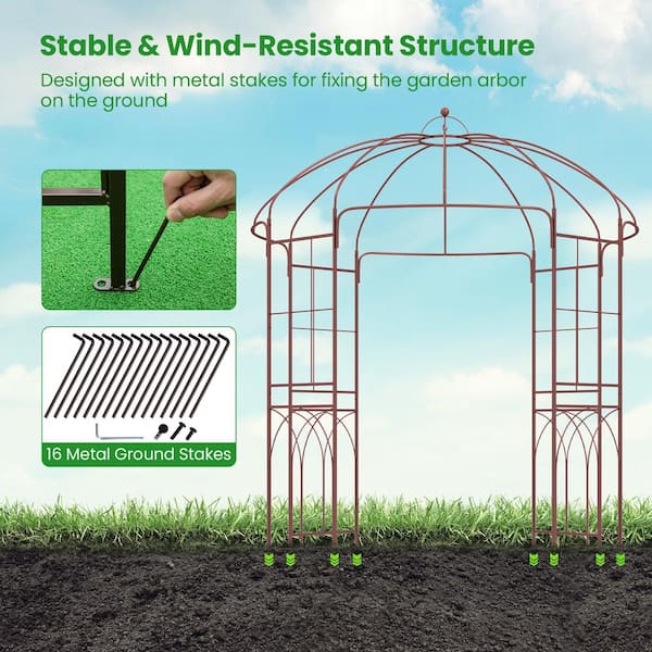 HONEY JOY 100.8 in. x 84 in. Birdcage Shape Garden Arbor Heavy-Duty ...