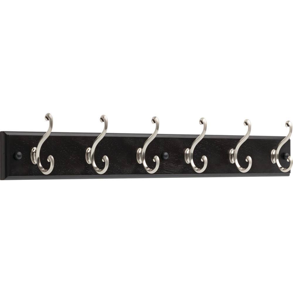Liberty 27 in. Black and Satin Nickel Scroll Hook Rack 139640 - The ...