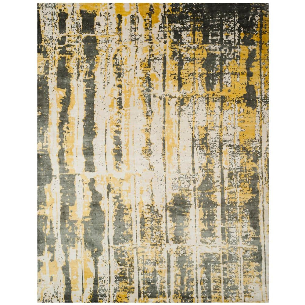 SAFAVIEH Mirage 8 ft. x 10 ft. Gray/Yellow Distressed Striped Area Rug ...