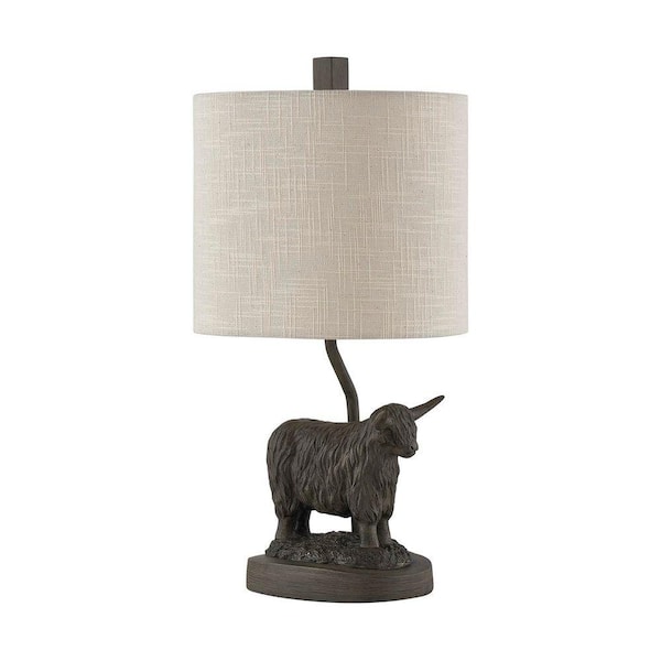 CRESTVIEW COLLECTION 19 in. Brushed Novelty Table Lamp with Oat Linen ...