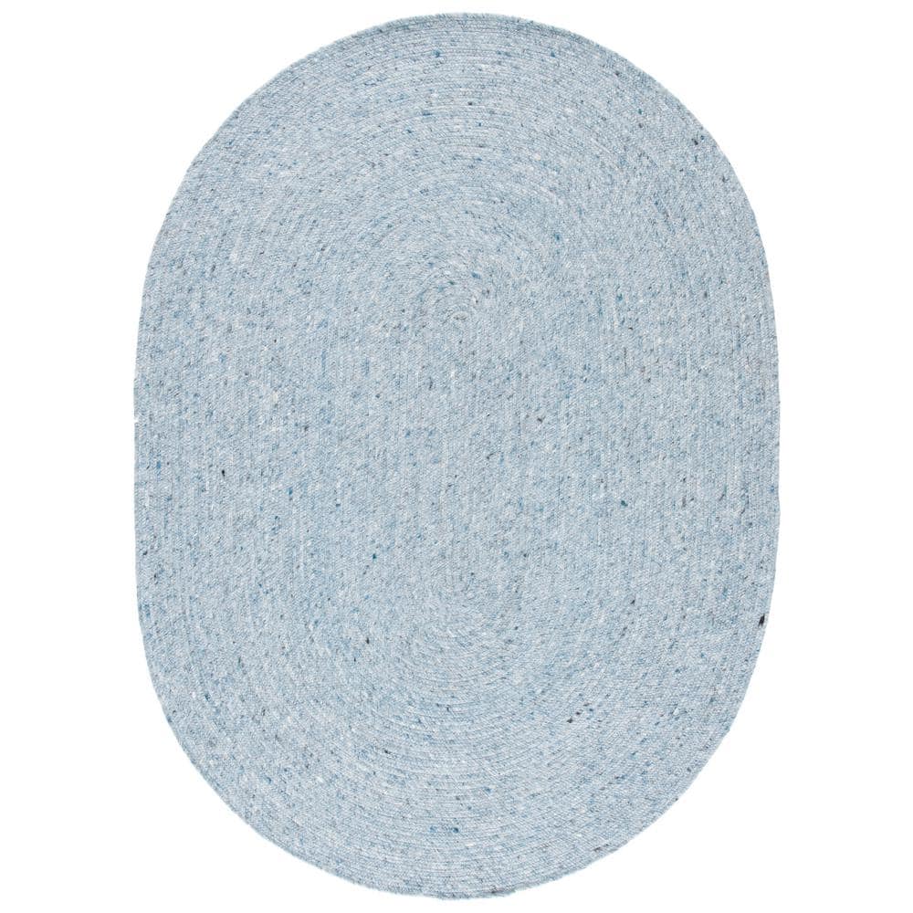 SAFAVIEH Braided Turquoise 8 ft. x 10 ft. Oval Speckled Solid Color ...