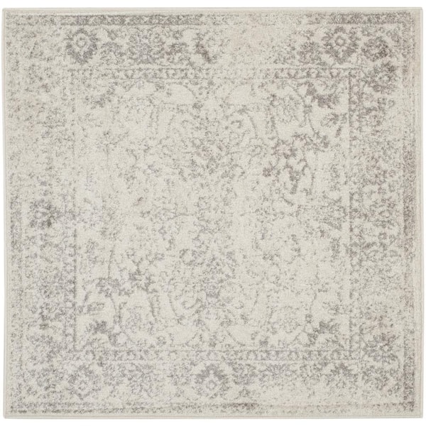 SAFAVIEH Adirondack Ivory/Silver 3 ft. x 3 ft. Border Distressed Square ...