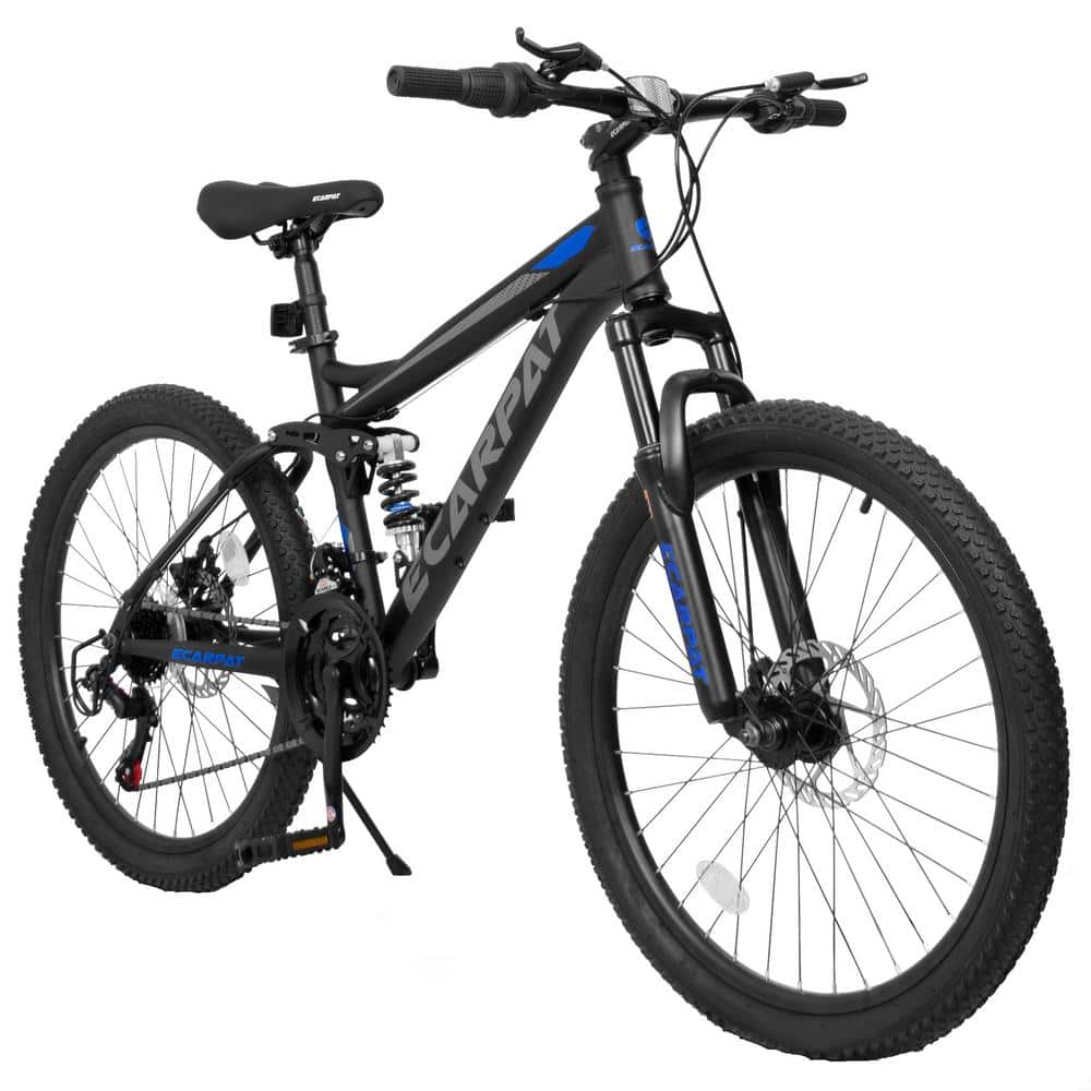 Sudzendf 24 in. Black 21-Speed Full Suspension Mens Womens Trail ...