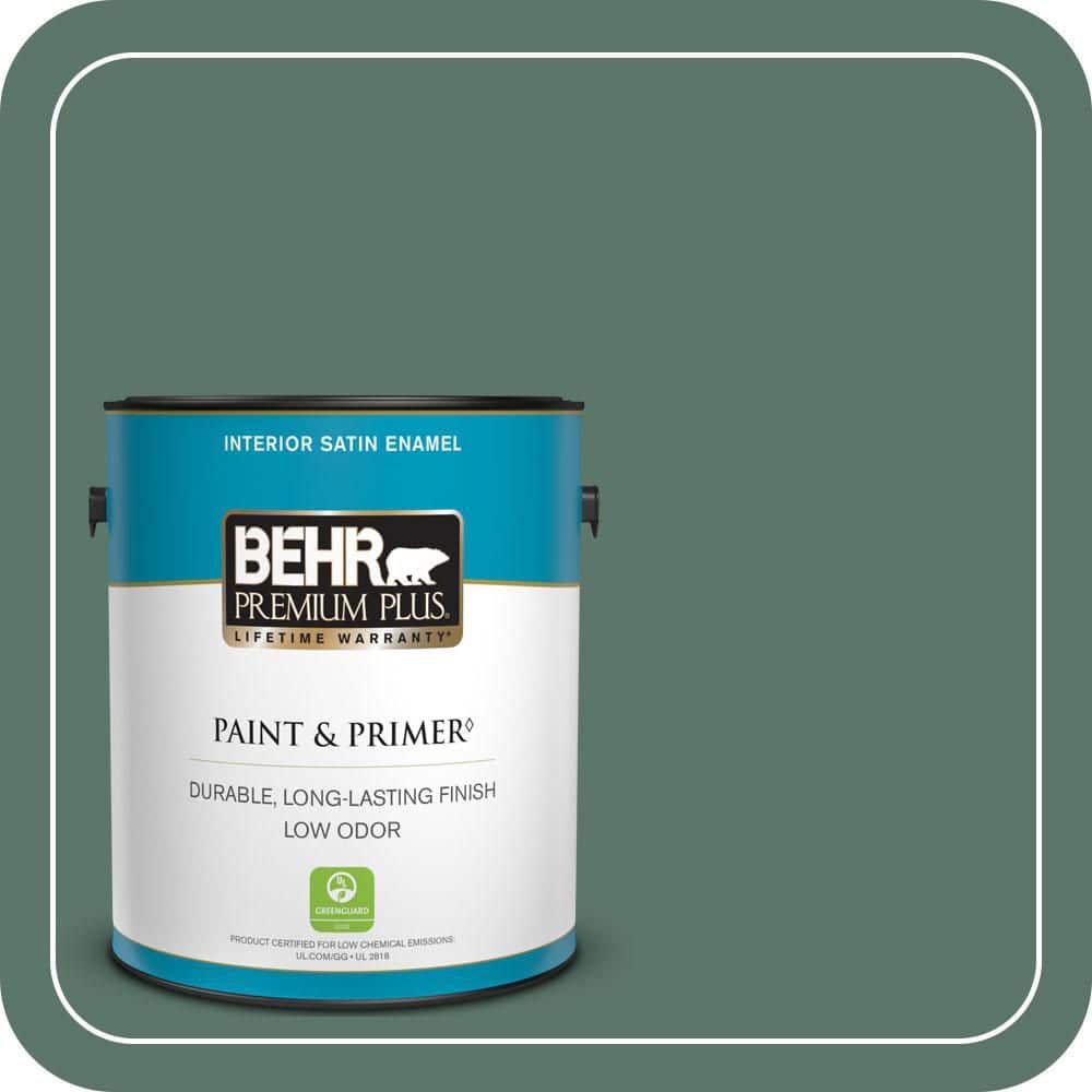 BEHR PREMIUM PLUS 1 gal. #S420-6 Pine Brook Satin Enamel Low Odor ...