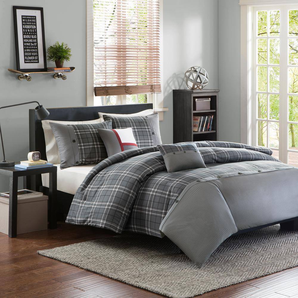 Intelligent Design Campbell 4-Piece Grey Full/Queen Duvet Cover Set ...