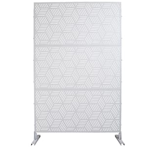 Zeus & Ruta 6.3 ft. H x 4 ft. W White Metal Privacy Screen Freestanding ...