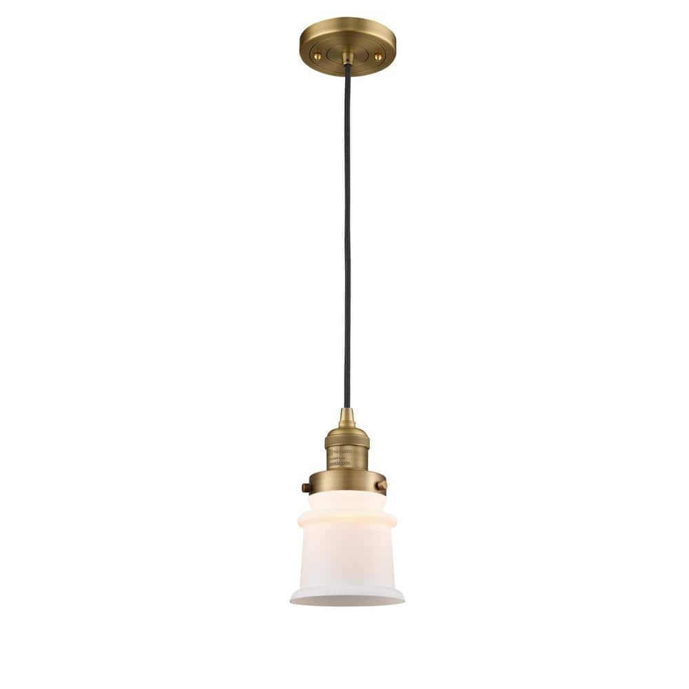 Innovations Canton 60-Watt 1 Light Brushed Brass Shaded Mini Pendant ...