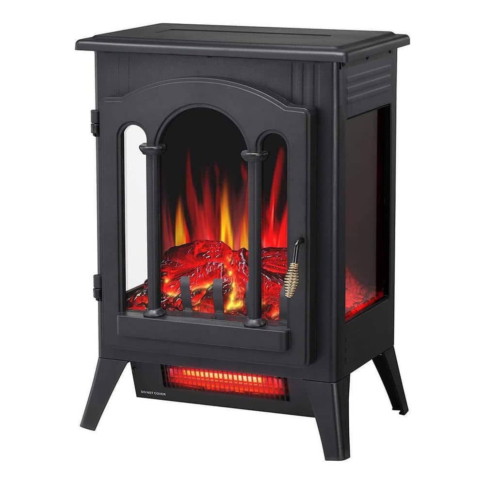 1500 W 16 in Black Freestanding Electric Fireplace Stove Heater ...