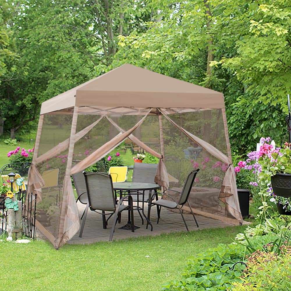 EAGLE PEAK 10 ft. x 10 ft. Slant Leg Pop Up Gazebo Tent with Mosquito ...