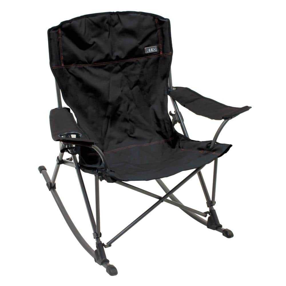 Rio Soft Arm Quad in Black with Gray Metal Frame Outdoor Rocking Chair ...