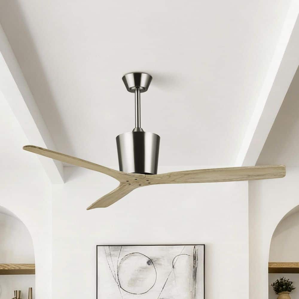 Parrot Uncle 54" Brushed Nickel Downrod Mount Standard Ceiling Fan with ...