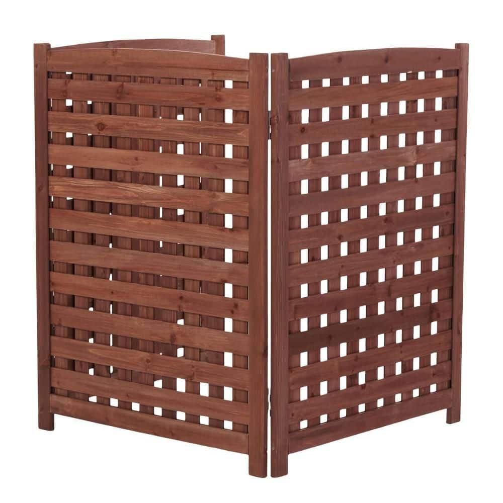 Sunocity 32 in. W x 38 in. H Brown 3-Panel Outdoor Air Conditioner ...