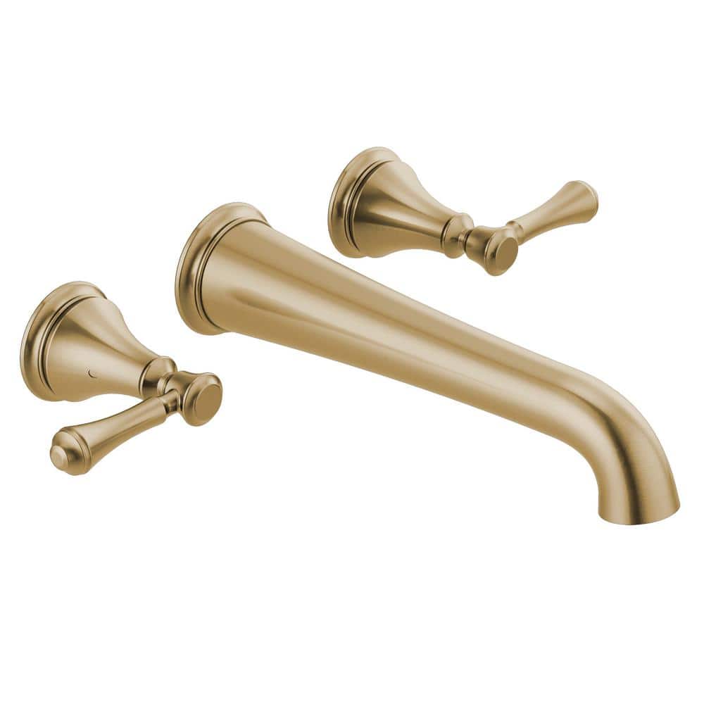 Delta Cassidy Gold 2-Handle Wall-Mount Tub Filler Trim Kit in Champagne ...