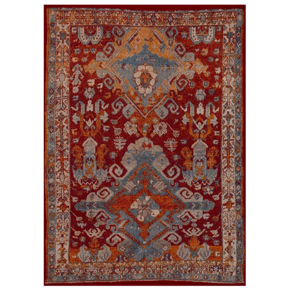 LUXE WEAVERS Incas Collection Moroccan Floral Geometric Red 5x7 ...