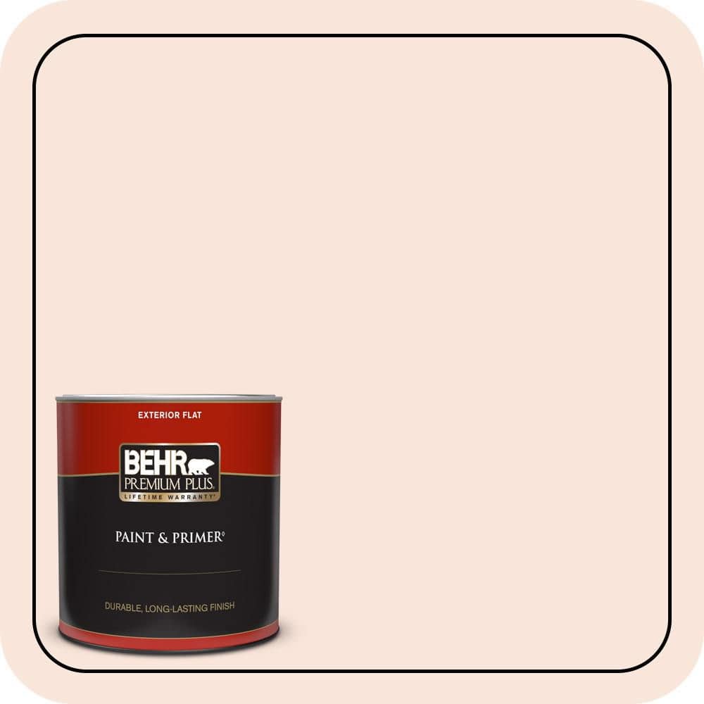 BEHR PREMIUM PLUS 1 qt. #220C-1 White Peach Flat Exterior Paint ...