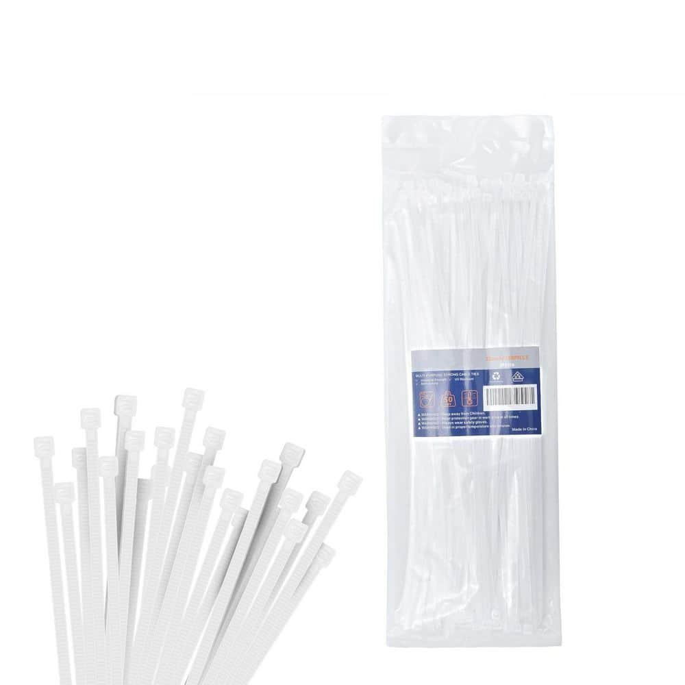 Lukyamzn UV Resistant Nylon Cable Zip Tie 12 in. White Heavy Duty 50 ...