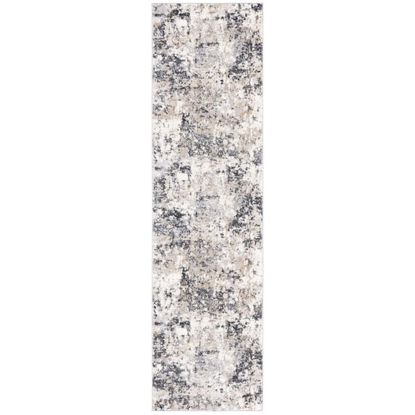 SAFAVIEH Lagoon Gray/Beige 2 ft. x 8 ft. Marble Abstract Runner Rug ...