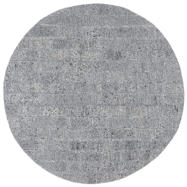 SAFAVIEH Harvest 6 ft. x 6 ft. Gray Isometric Tile Round Area Rug ...