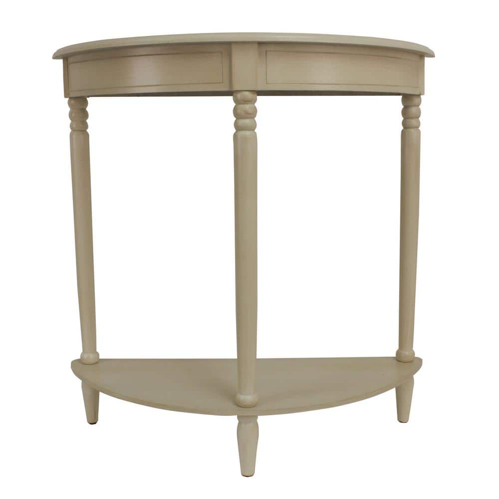 Decor Therapy Simplicity 29 in. Antique White Half-Round Wood Console ...