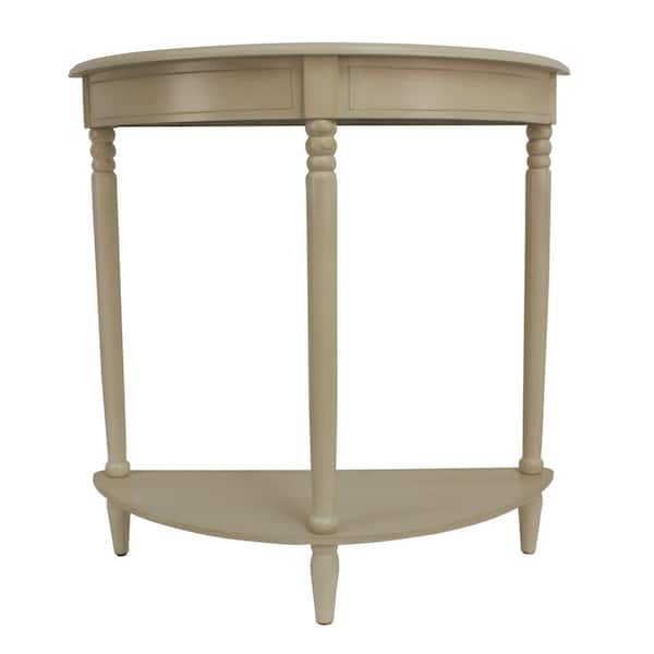Decor Therapy Simplicity 29 in. Antique White Half-Round Wood Console ...