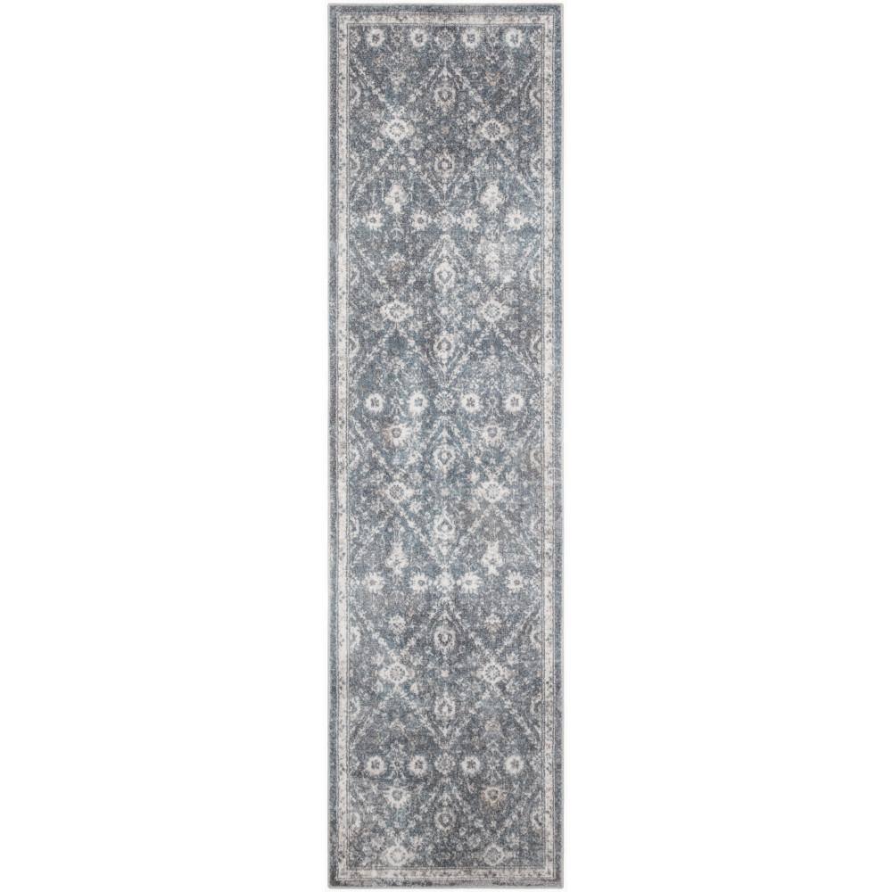 Nourison Astra Machine Washable Dark Blue 2 ft. x 8 ft. Distressed ...