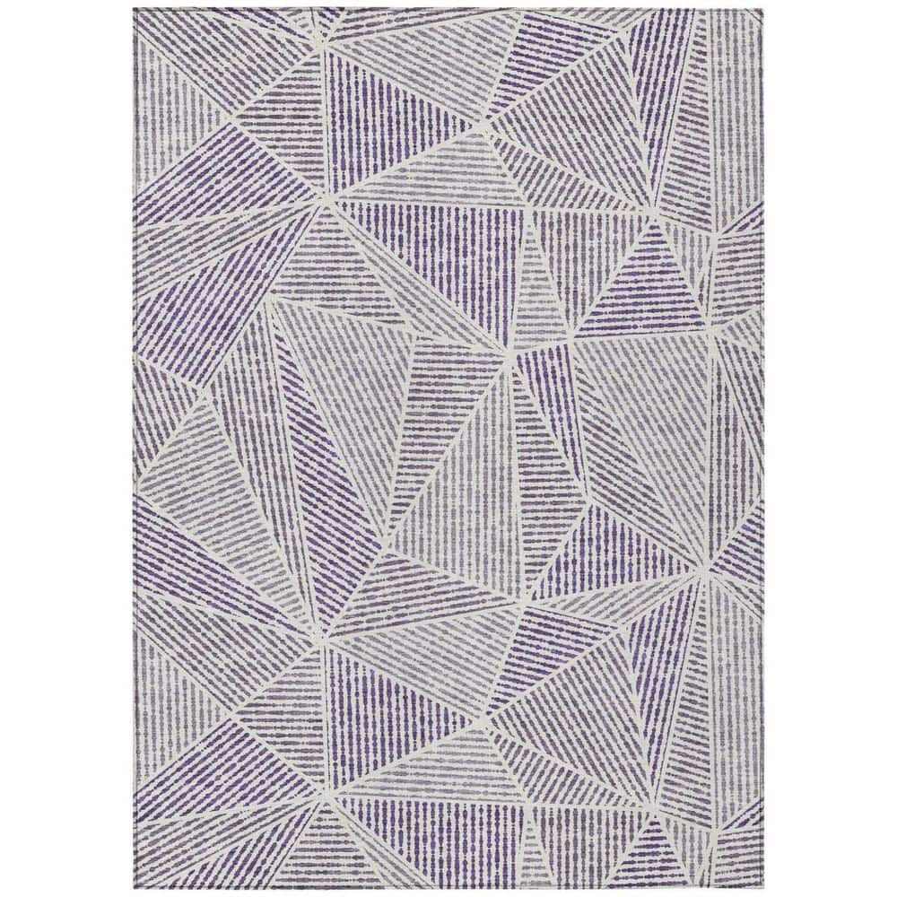 HomeRoots Purple, Lilac, Silver 10 ft. x 14 ft. Woven Geometric ...