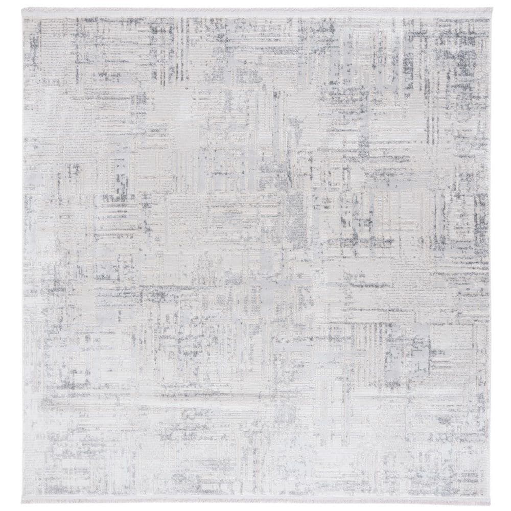 SAFAVIEH Whisper 7 ft. x 7 ft. Light Gray/Beige Monochrome Marle Square ...