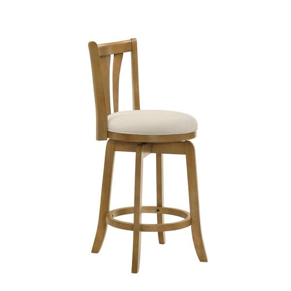 Armen Living Elle 26 in. Ivory/Amber Glow Rubberwood Bar Stool with Fabric Seat LCELBAAGDU26 ...
