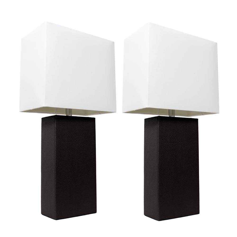 Lalia Home 21 in. 2-Pack Leather Base Modern Home Decor Bedside Table ...