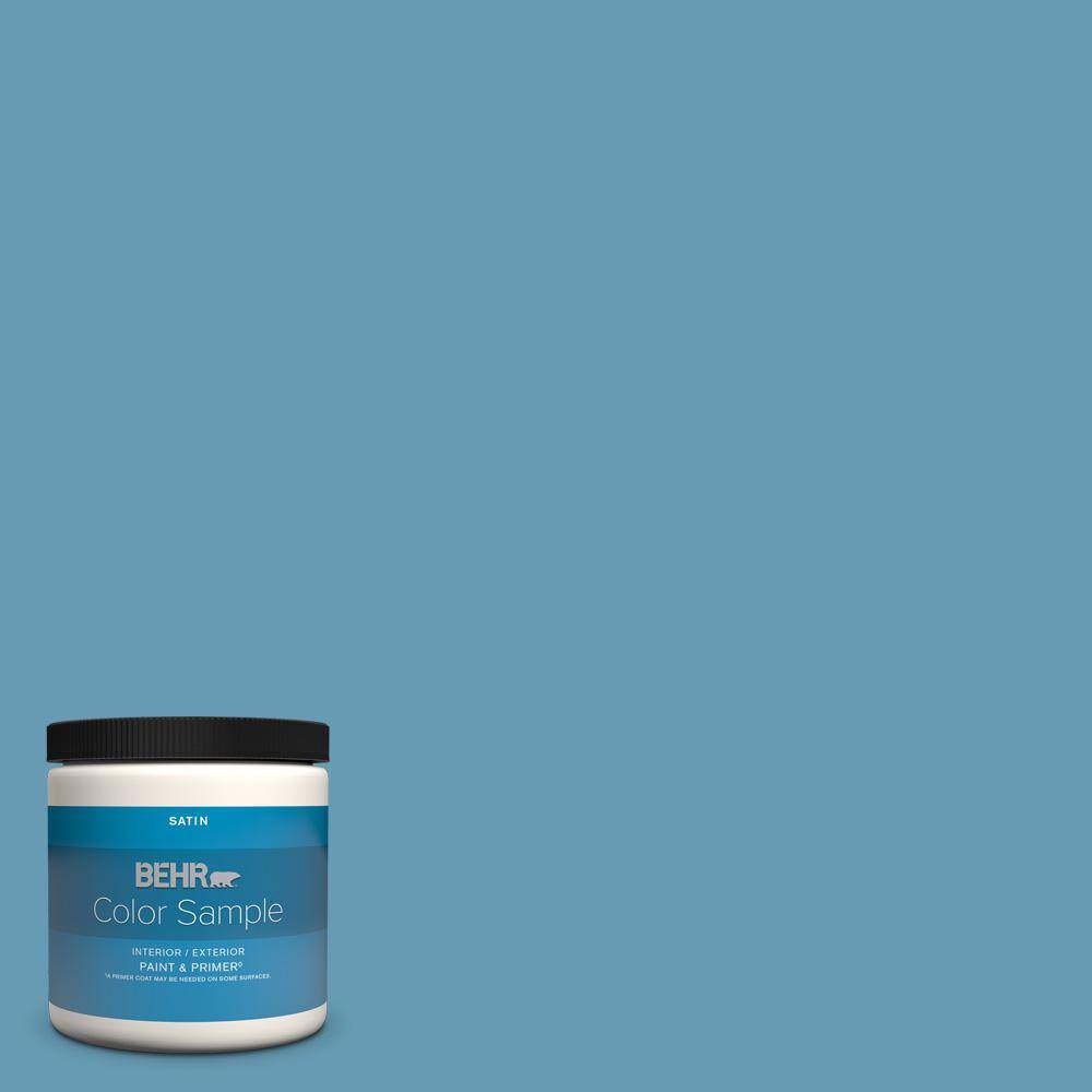 BEHR PREMIUM PLUS 8 oz. #S490-4 Yacht Blue Satin Enamel Interior ...
