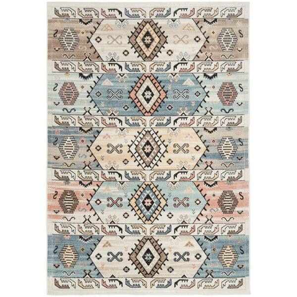 Nourison Washable Decor Ivory Multicolor 5 ft. x 7 ft. Center medallion ...